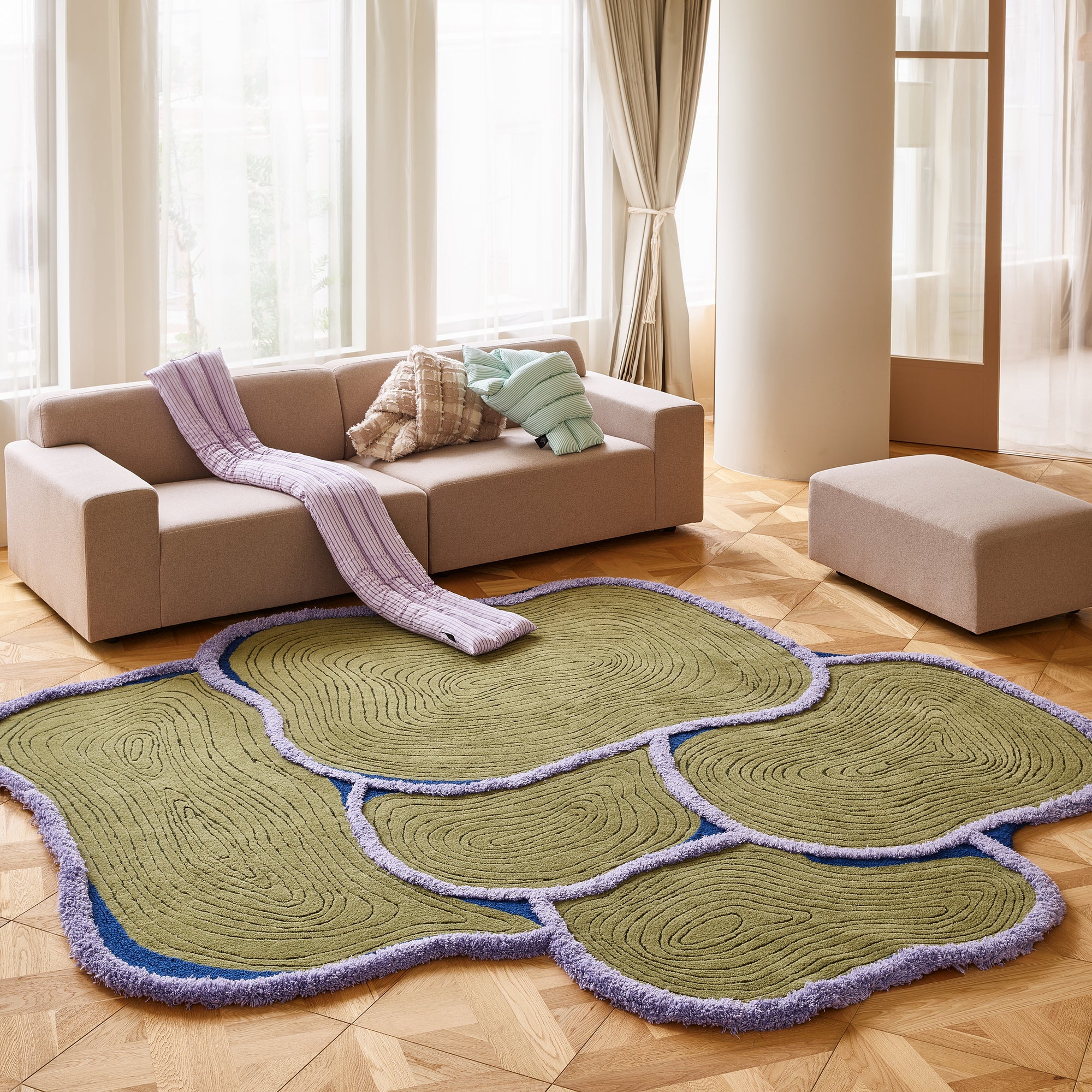 Rice Terrace Rug - Purple x Royal Blue